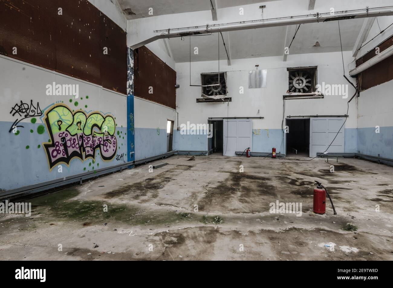 colorful graffiti in old factory hall Stock Photo - Alamy