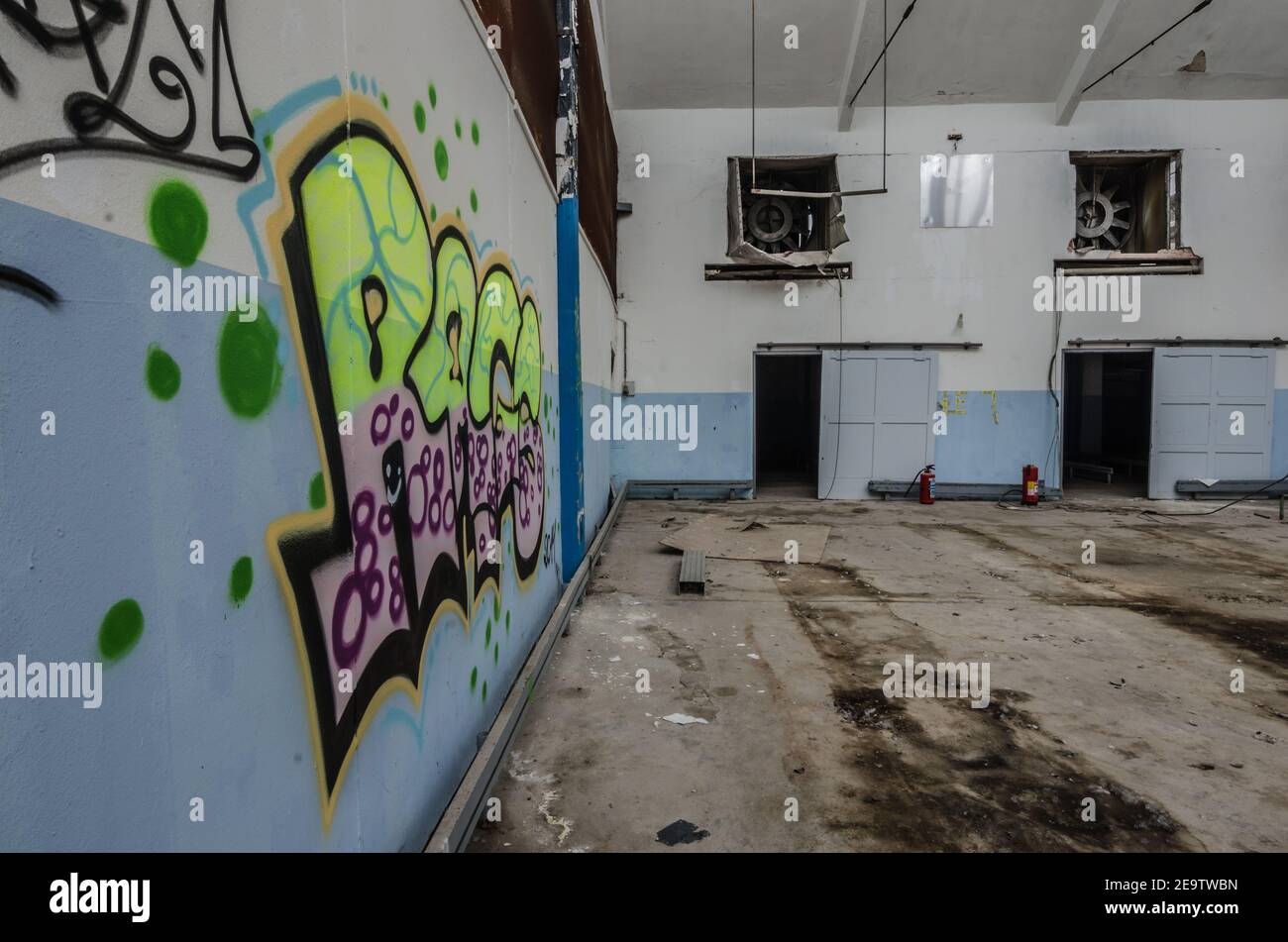 graffiti on wall of abandoned factory Stock Photo - Alamy