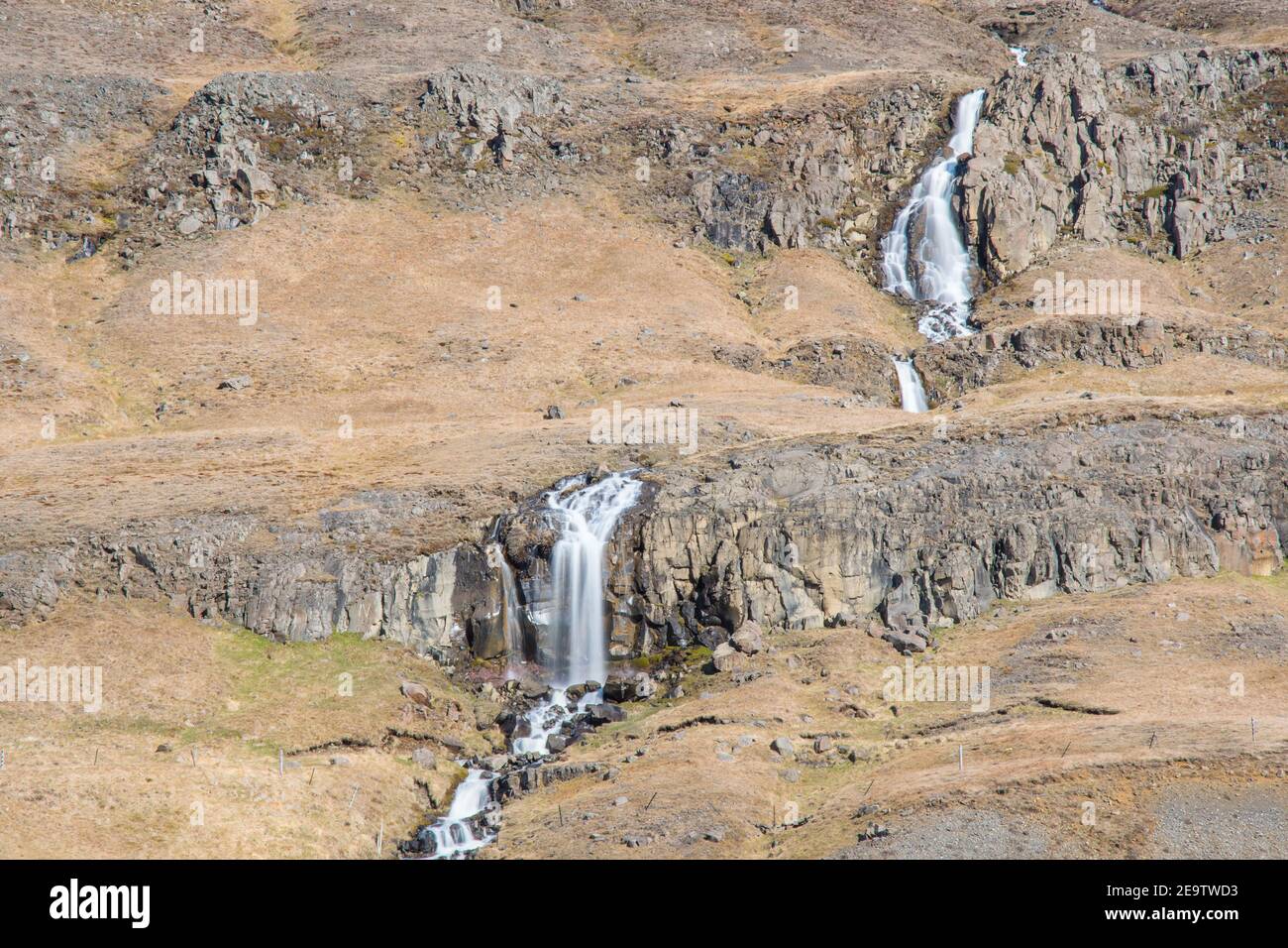 Waterfalls in fljotsdalur in east Icelandic landscape Stock Photo - Alamy