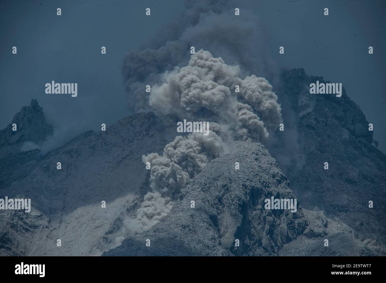 Karo, North Sumatra province, Indonesia. 6th Feb 2021. Sinabung volcano ...