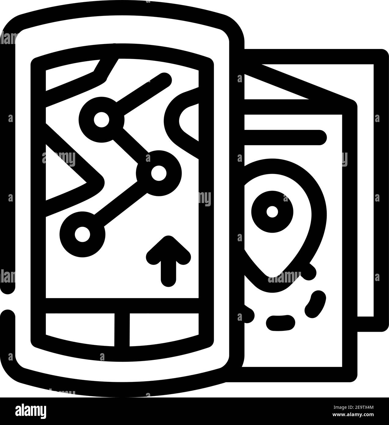 electronic and paper maps line icon vector illustration Stock Vector ...