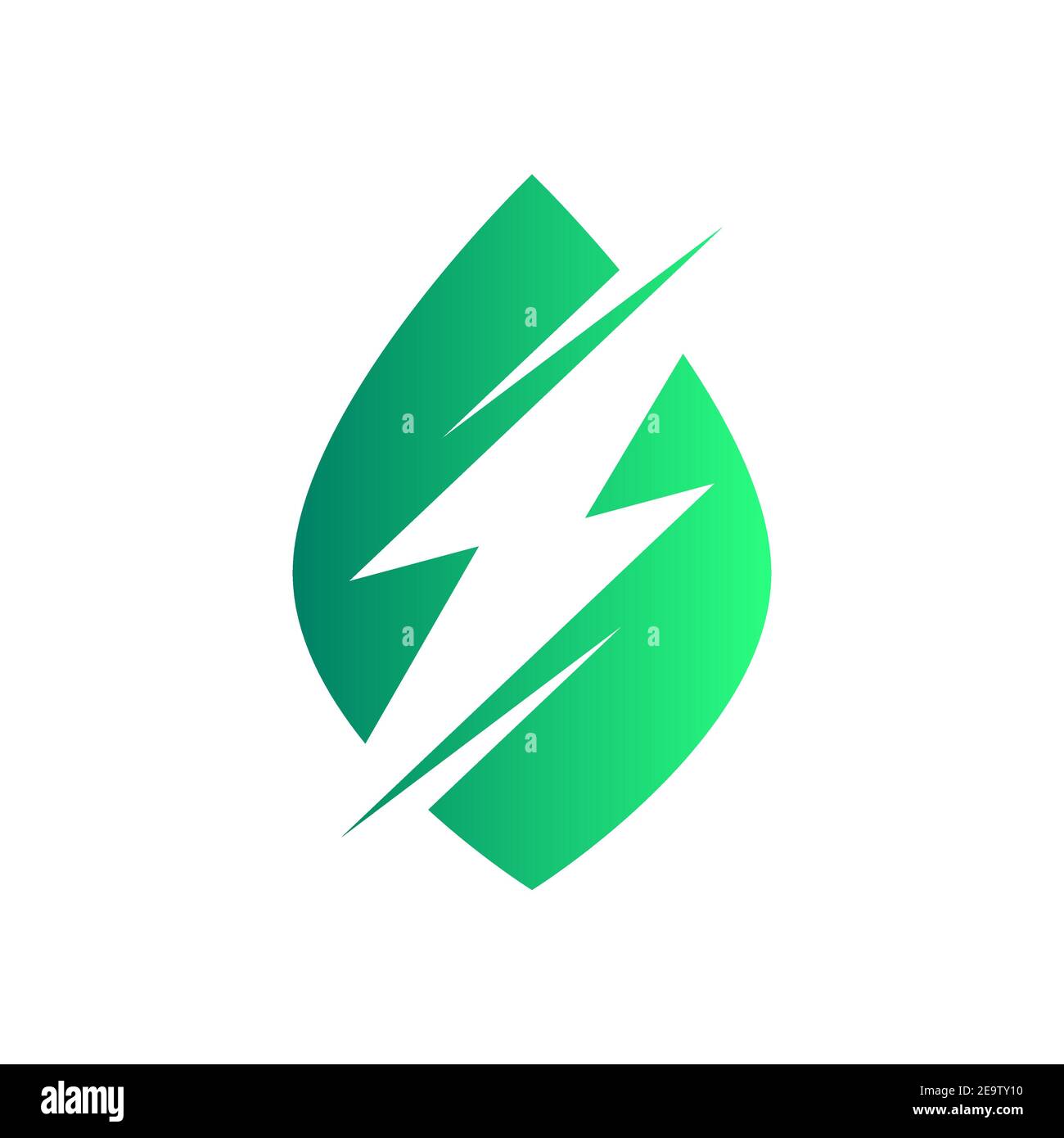 Green energy logo. Lightning bolt in a leaf. Sustainable energy symbol ...