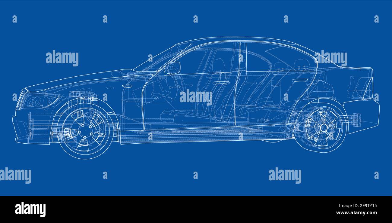 Electric Car With Chassis. Vector rendering of 3d Stock Vector Image ...