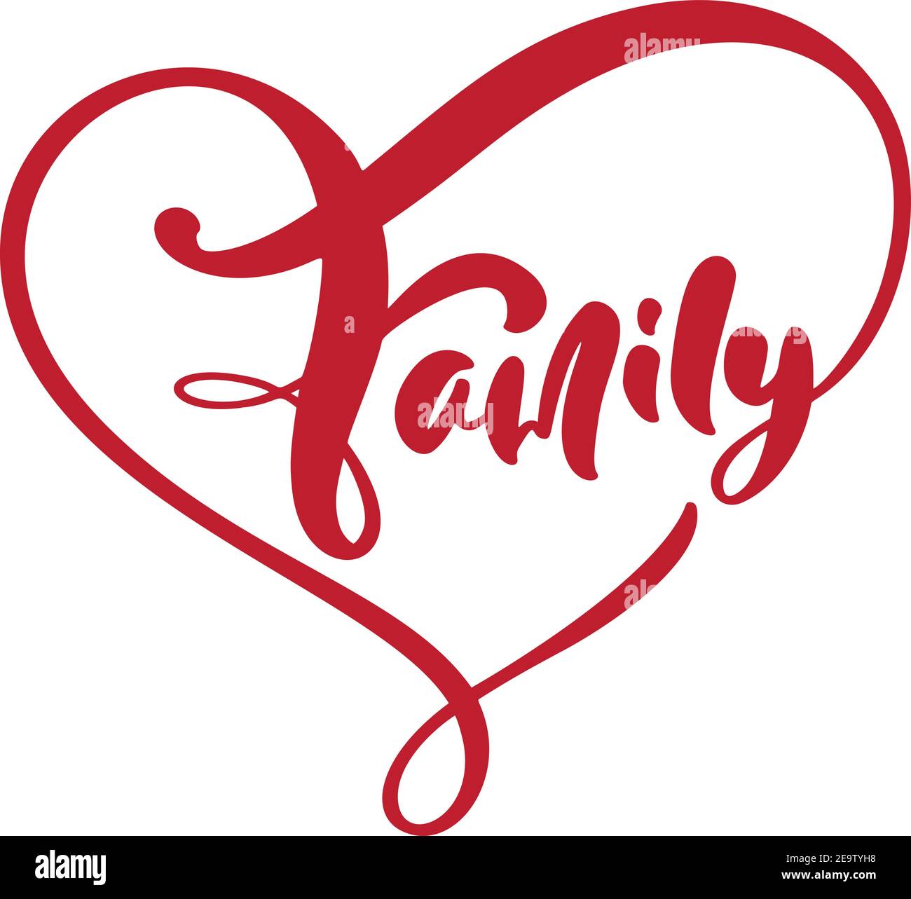 Vector lettering calligraphy poster text Family in frame of heart ...