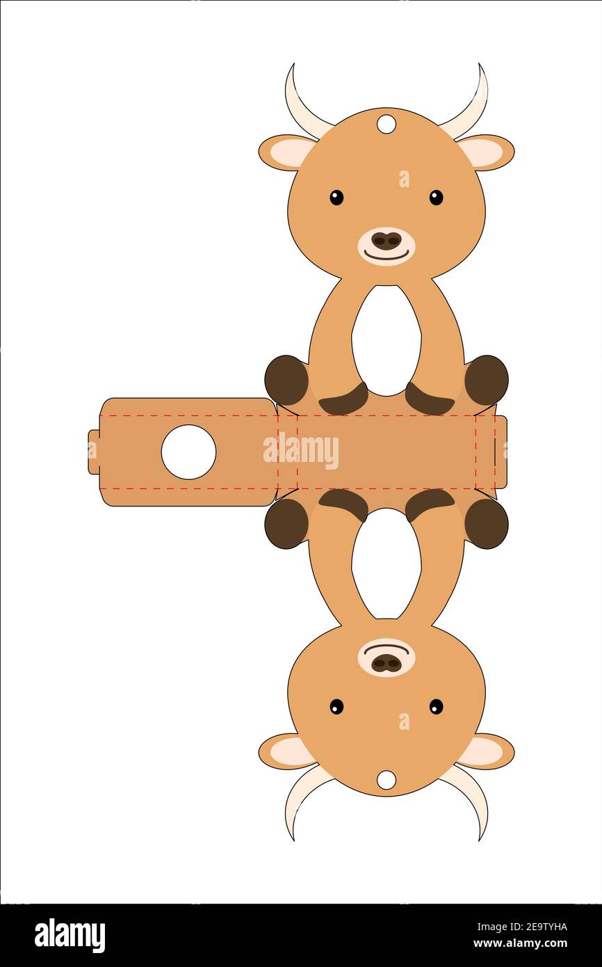 Cute easter egg holder yak template. Retail paper box for the easter ...