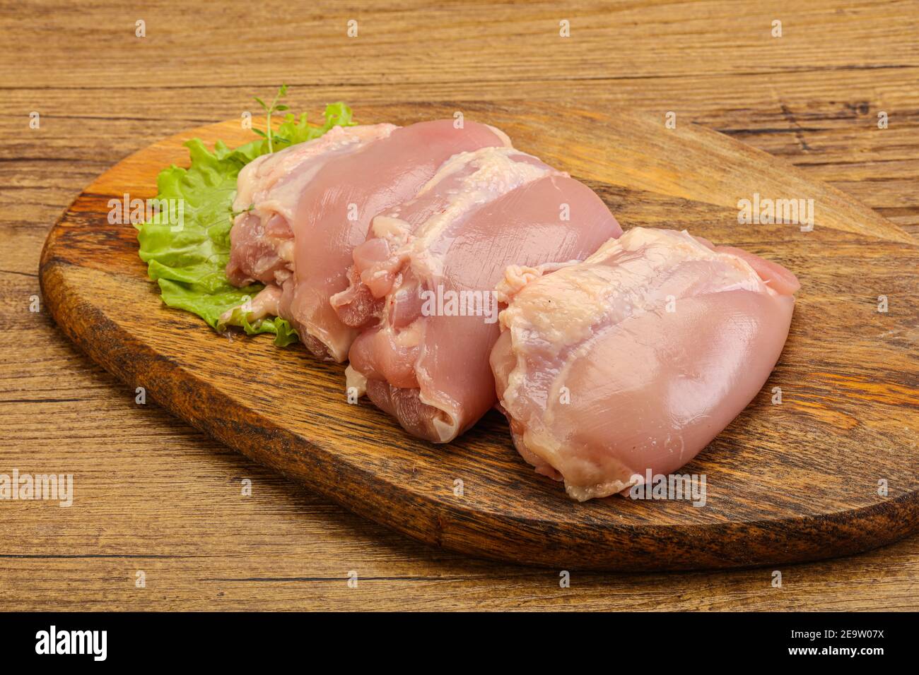 Raw chicken boneless and skinless leg for cooking Stock Photo - Alamy