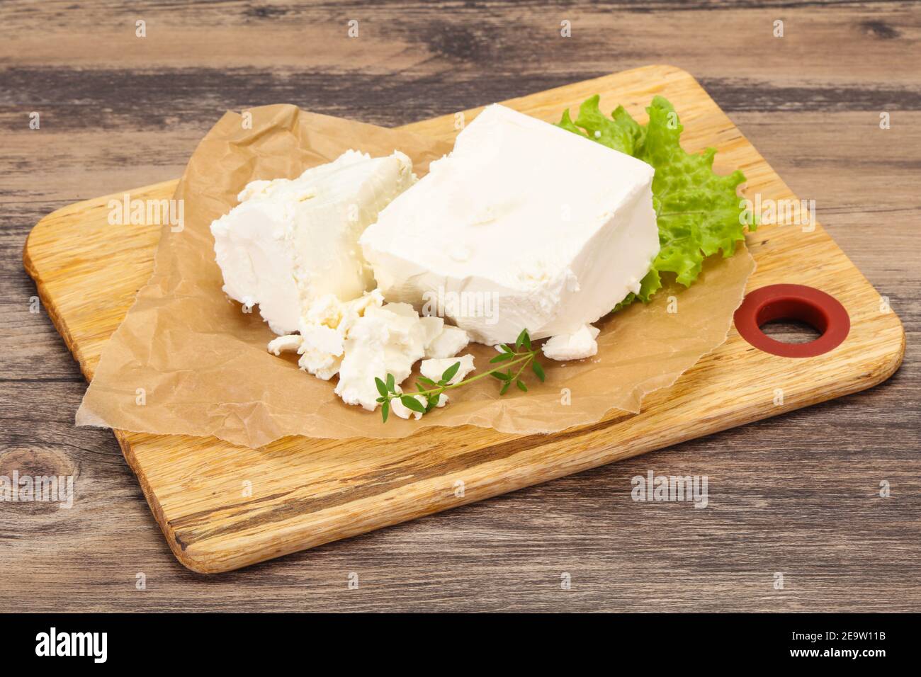 Greek traditional Feta soft cheese in the plate Stock Photo - Alamy