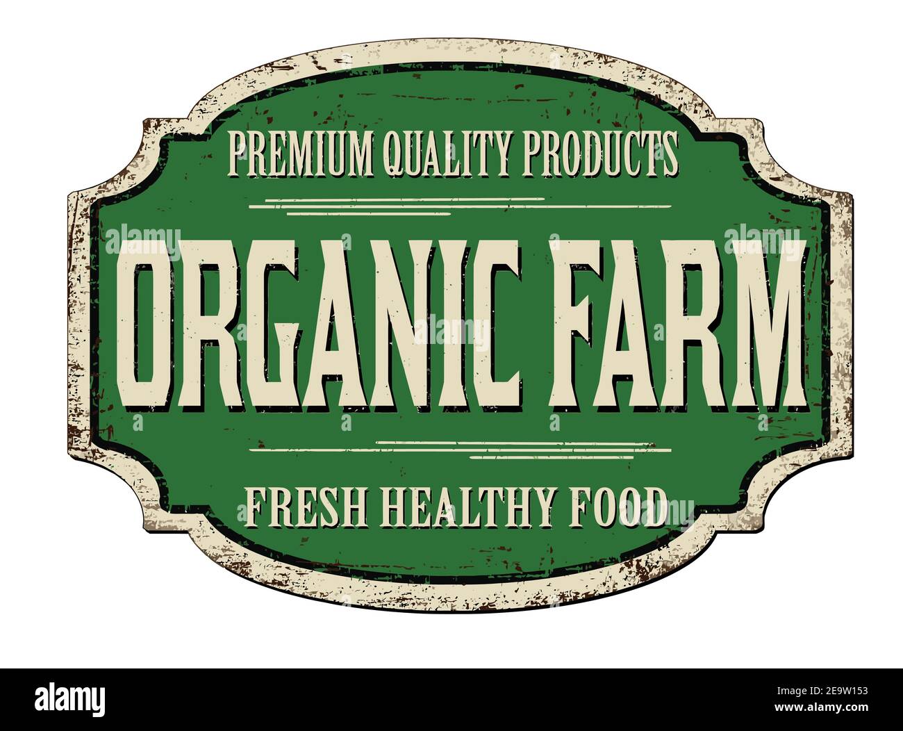Organic farm vintage rusty metal sign on a white background, vector ...