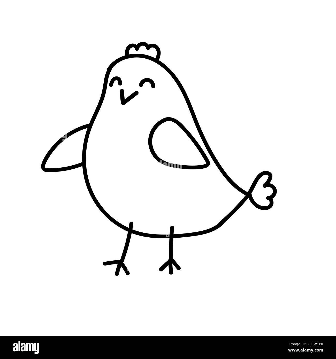 Doodle cute big fat chicken. greeting card design template with bright ...