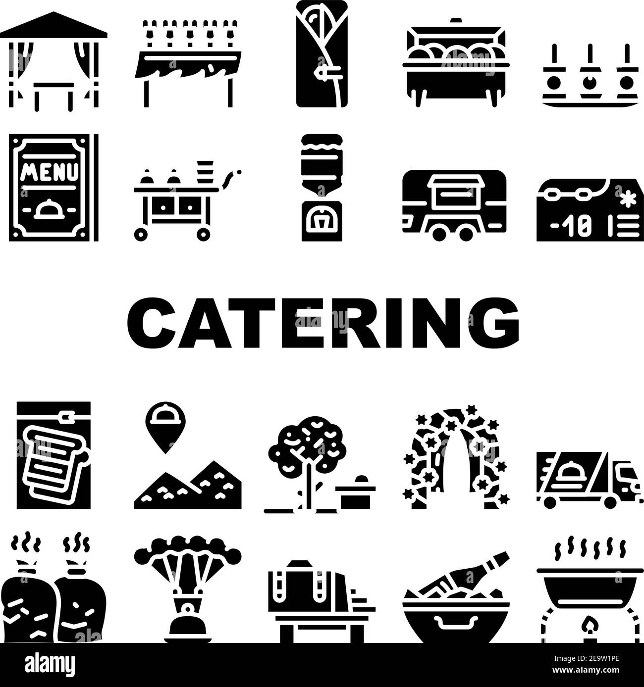 Catering Food Service Collection Icons Set Vector Stock Vector Image ...