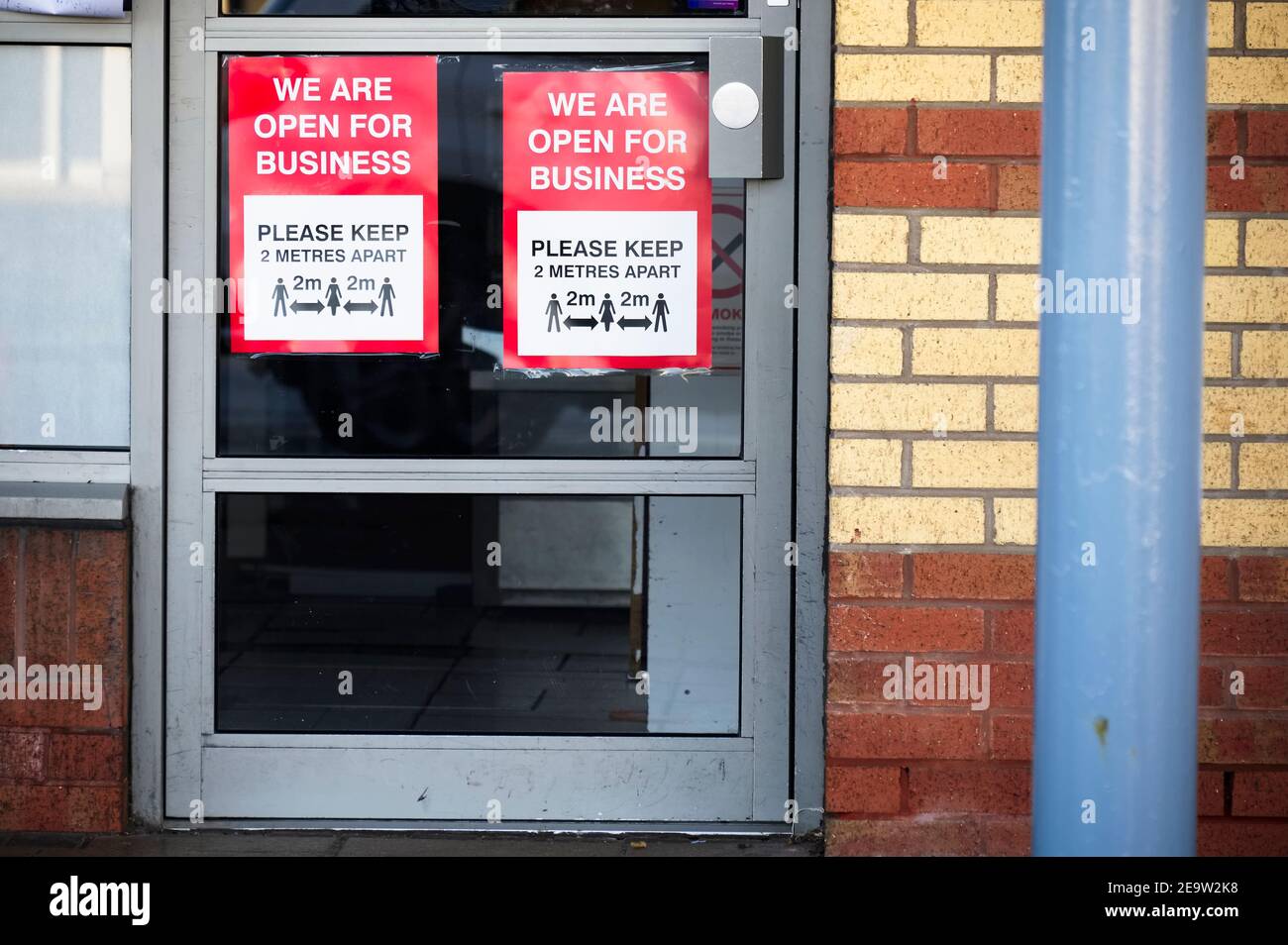 Social distancing sign shop customers to respect and stay safe Stock ...