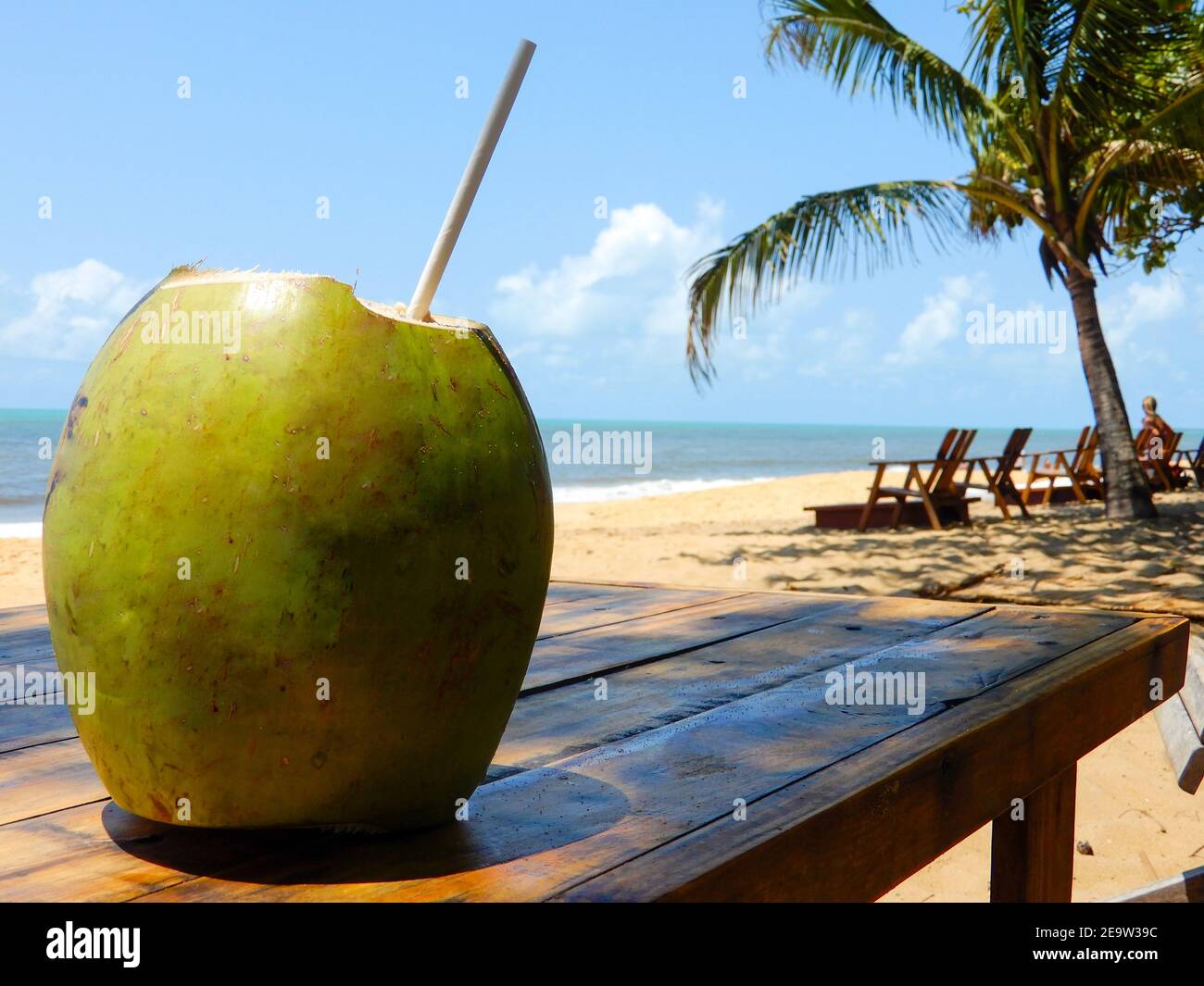 Iced coconut on the beach in Porto Seguro, Brazil Stock Photo - Alamy