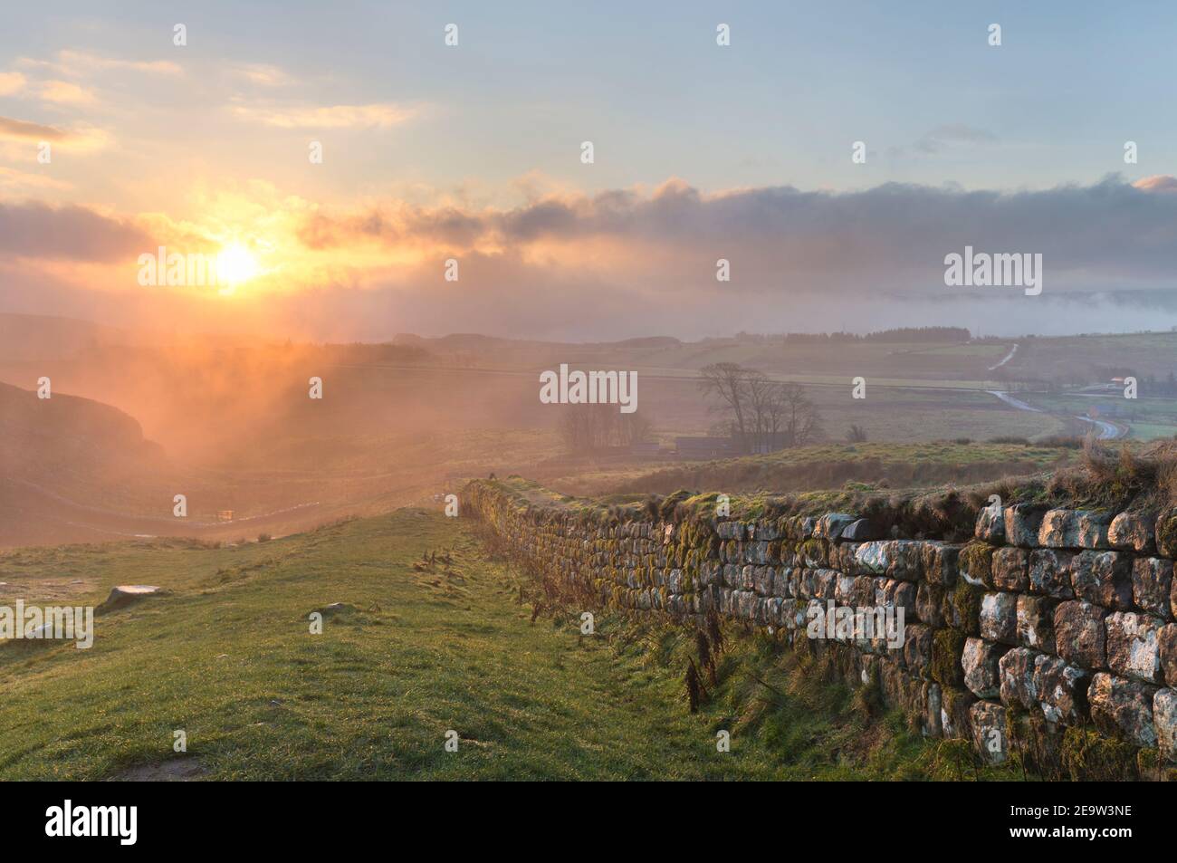 Sunrise at Peel Gap / Steel Rigg, Hadrian's Wall, Northumberland, UK ...