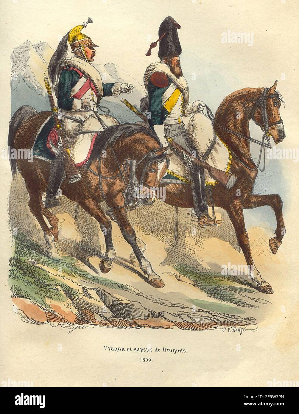 Napoleon Dragoon and Sapper by Bellange Stock Photo - Alamy