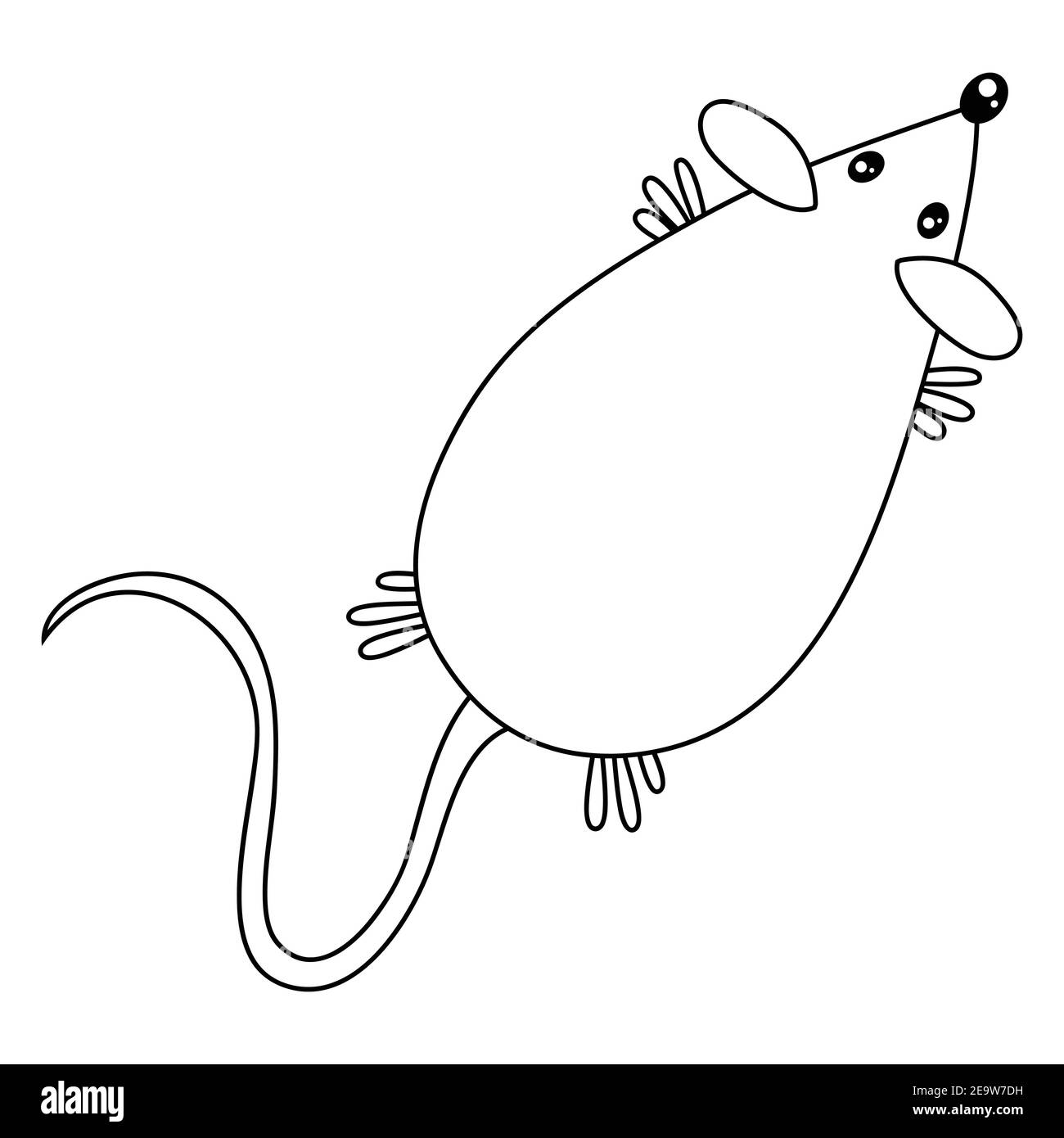 A cute cartoon mouse image for relaxing activity.Line art style ...