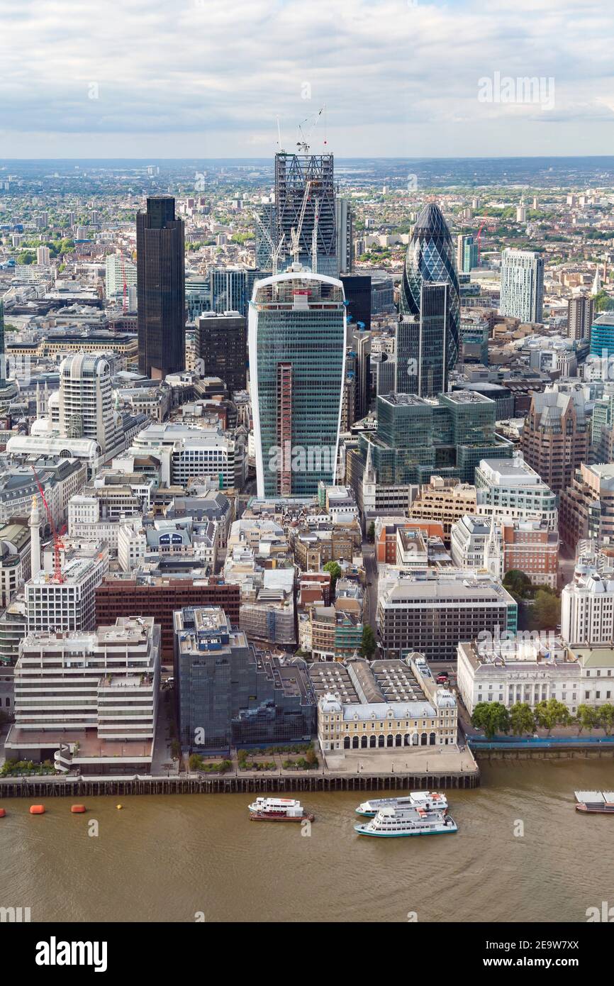 Aerial view of famous modern london buildings hi-res stock photography ...