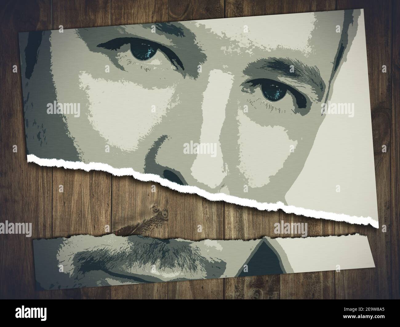 Torn image of a man, ripped image effect Stock Photo - Alamy