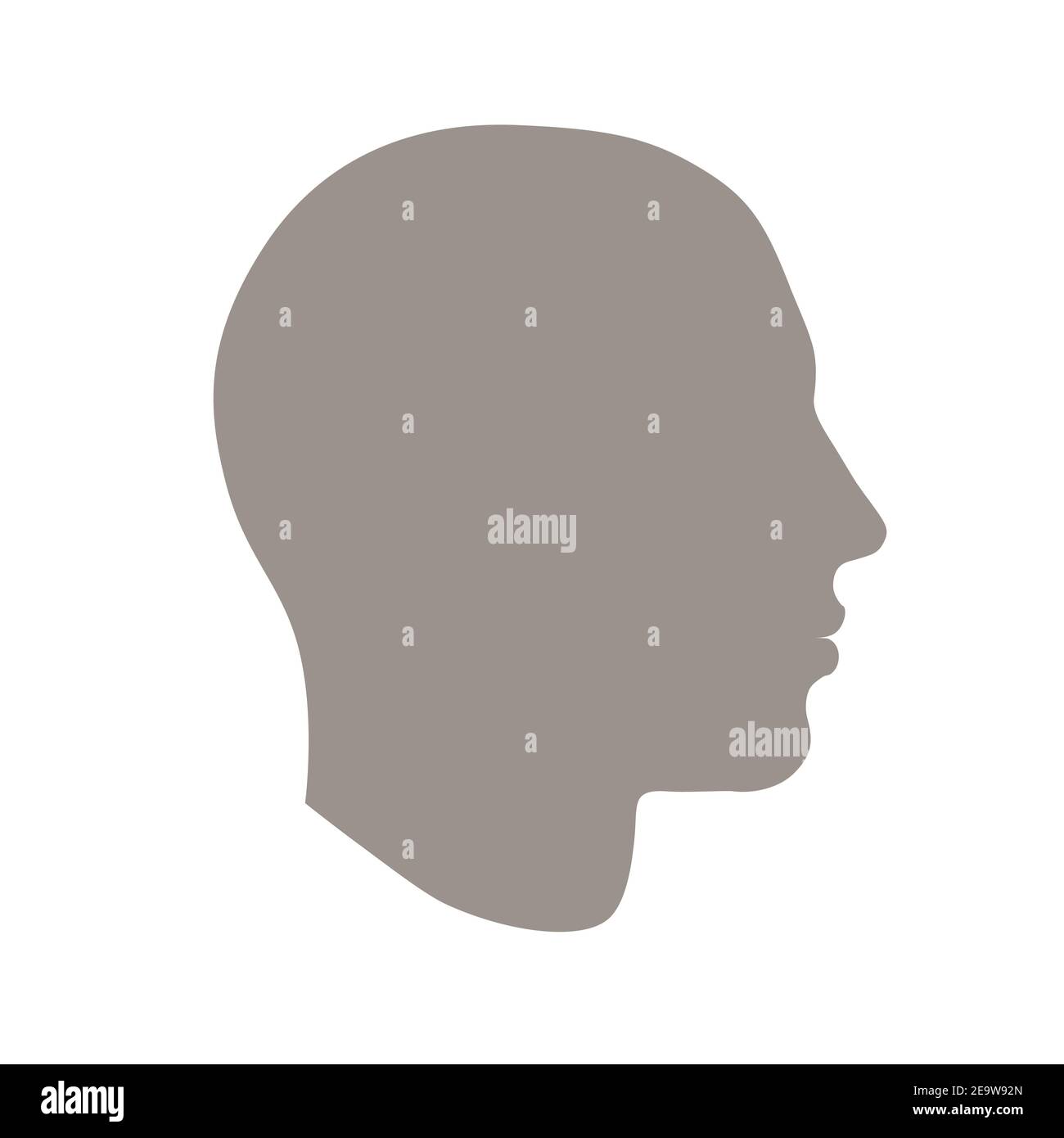 Hand drawn model of human head in side view. Flat vector silhouette ...