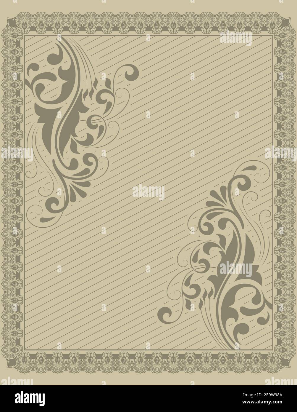 Decorative background with ornamental border and copy space for text ...