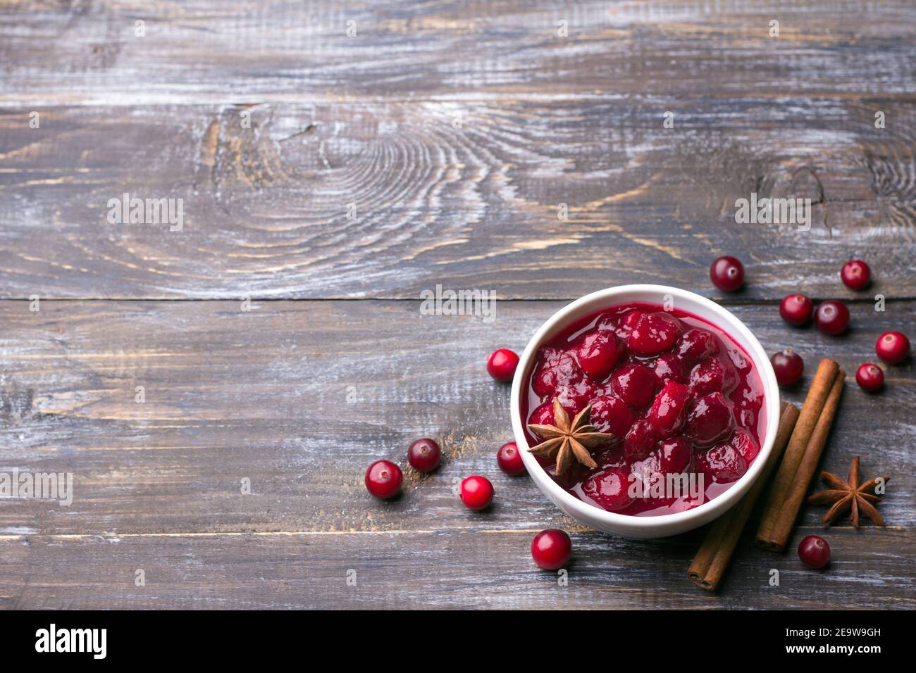 Homemade spicy cranberry sauce with fresh cranberries, cinnamon and ...