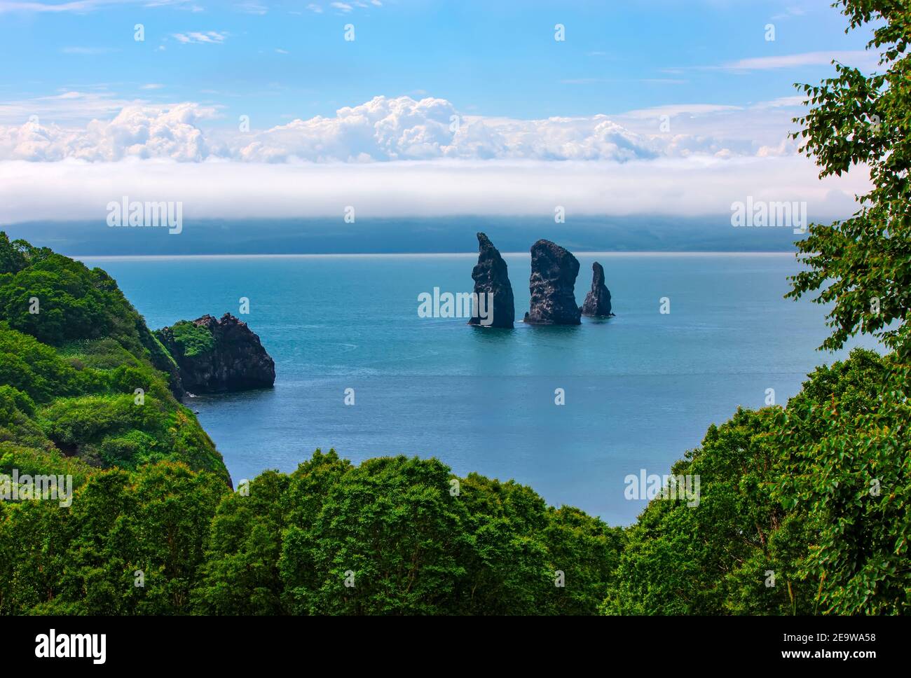 The Three Brothers Rocks in Avacha Bay. Kamchatka Peninsula Stock Photo ...