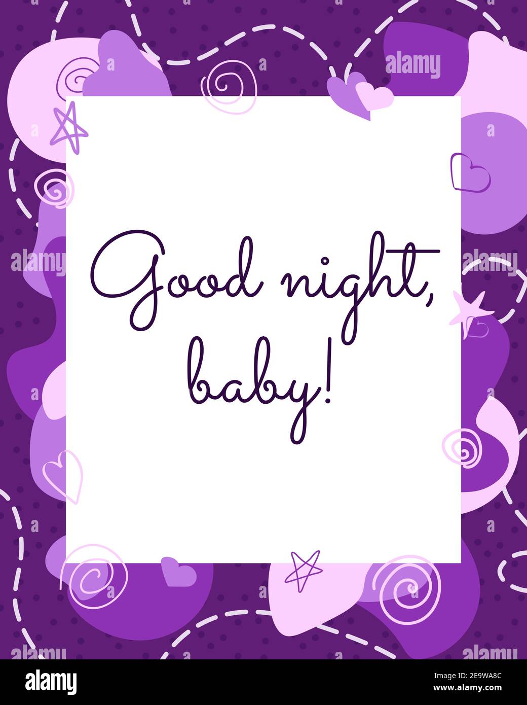 Purple good night abstract card. Cozy vector background with frame ...