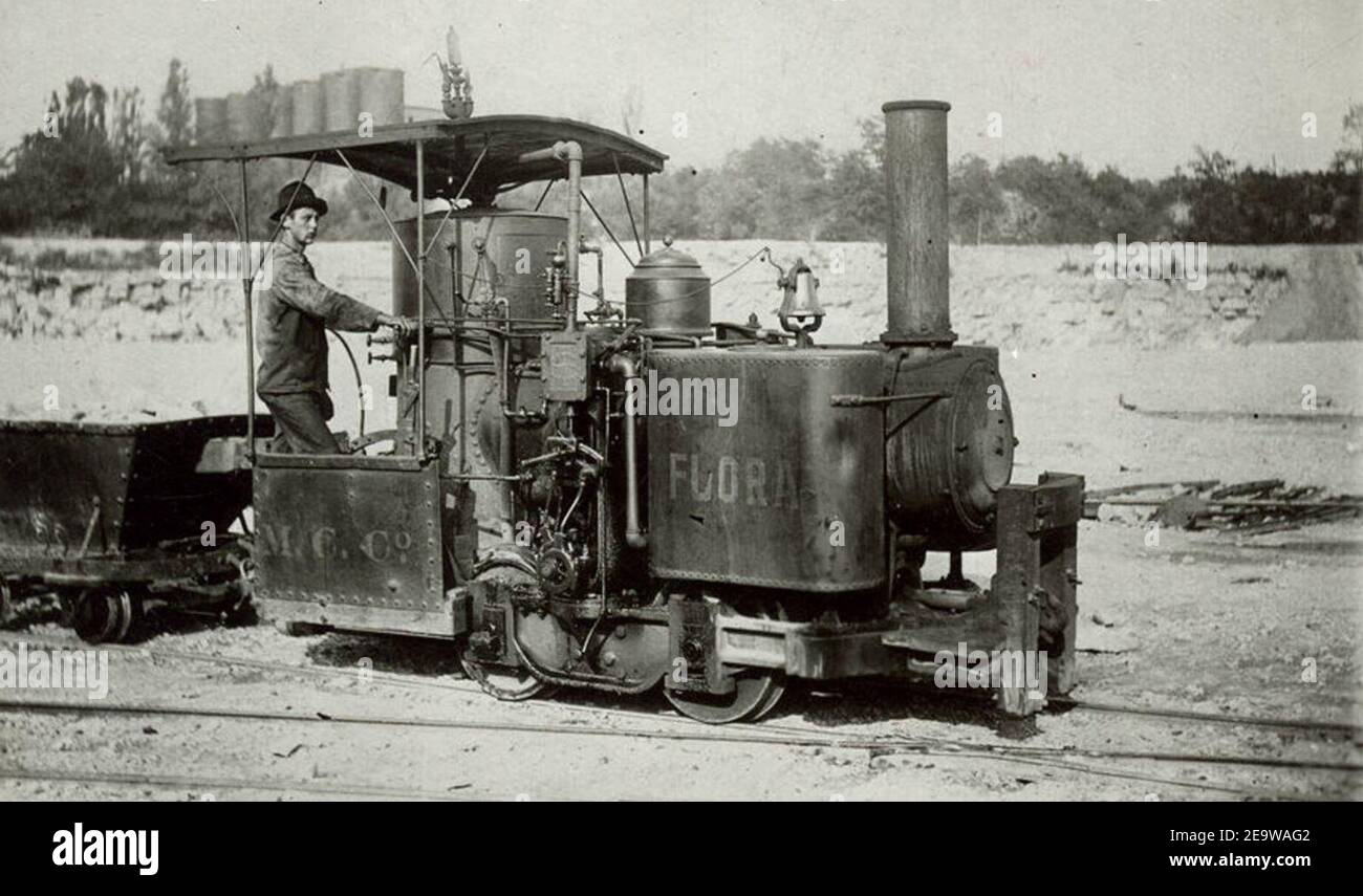 Narrow-gauge 0-4-0T steam locomotive at the Milwaukee Cement Company (M ...