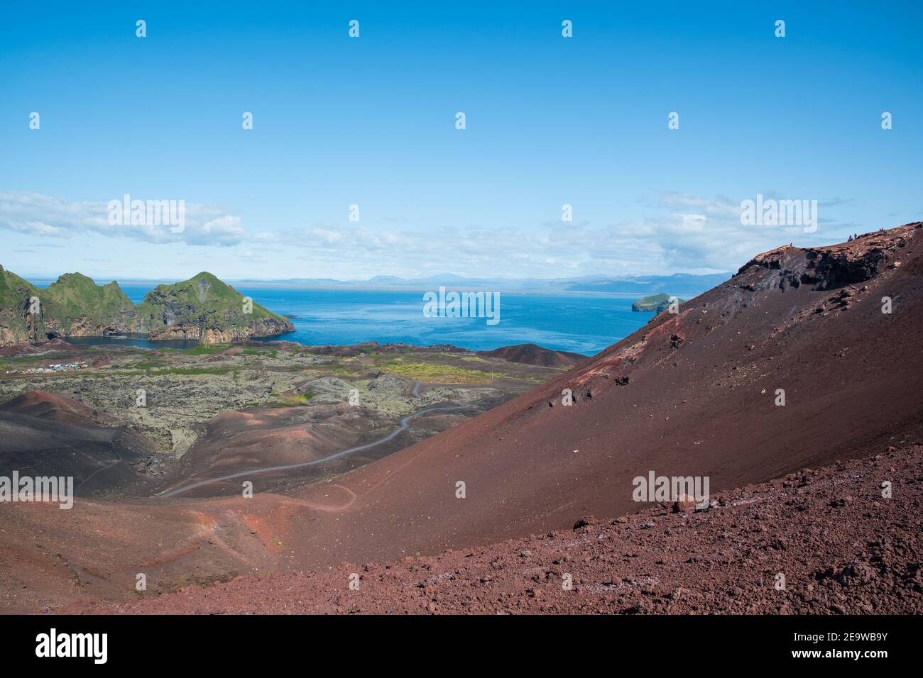 Volcano Eldfell on island of Heimaey in Vestmannaeyjar erupted in 1973 ...