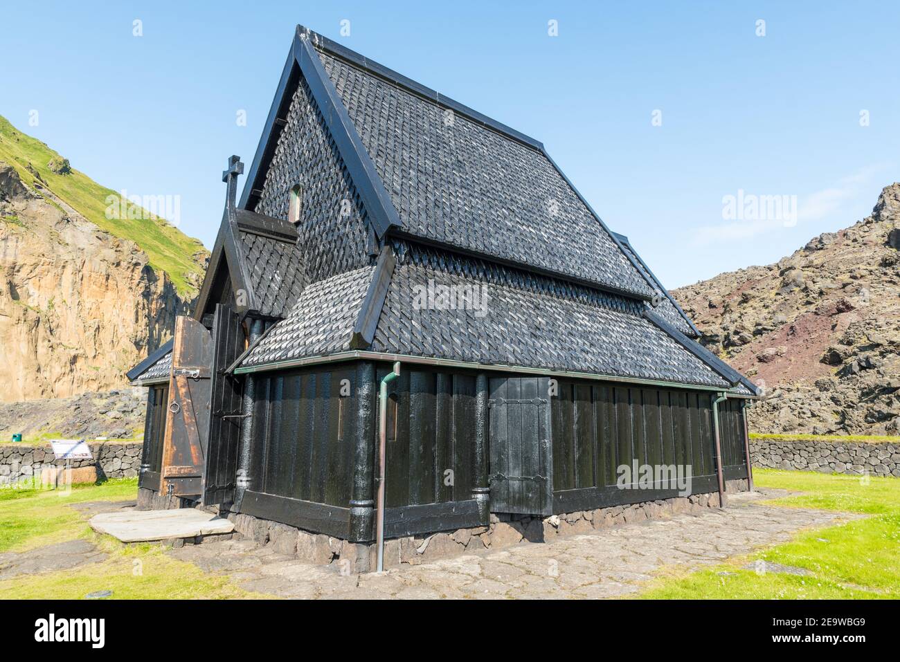 The stave church in island of Vestmannaeyjar in Iceland Stock Photo - Alamy
