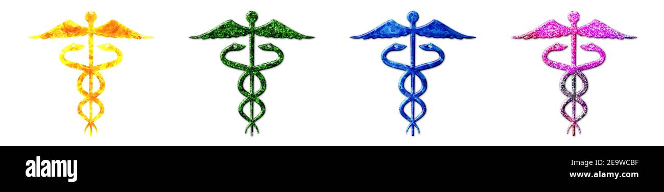 Colorful glittered caduceus icons isolated on white background Stock ...
