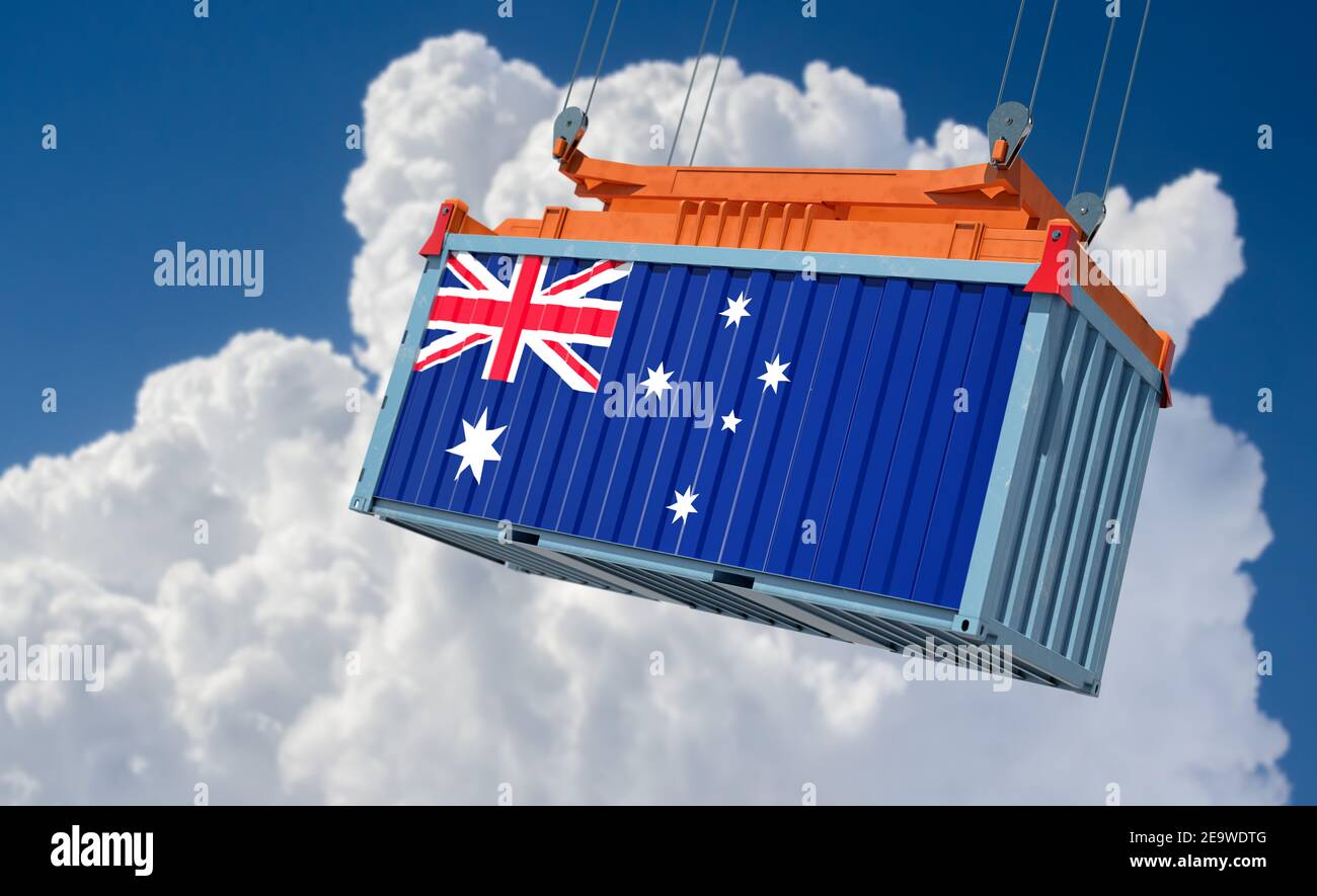 Shipping Container with Australia flag - 3D Rendering Stock Photo - Alamy