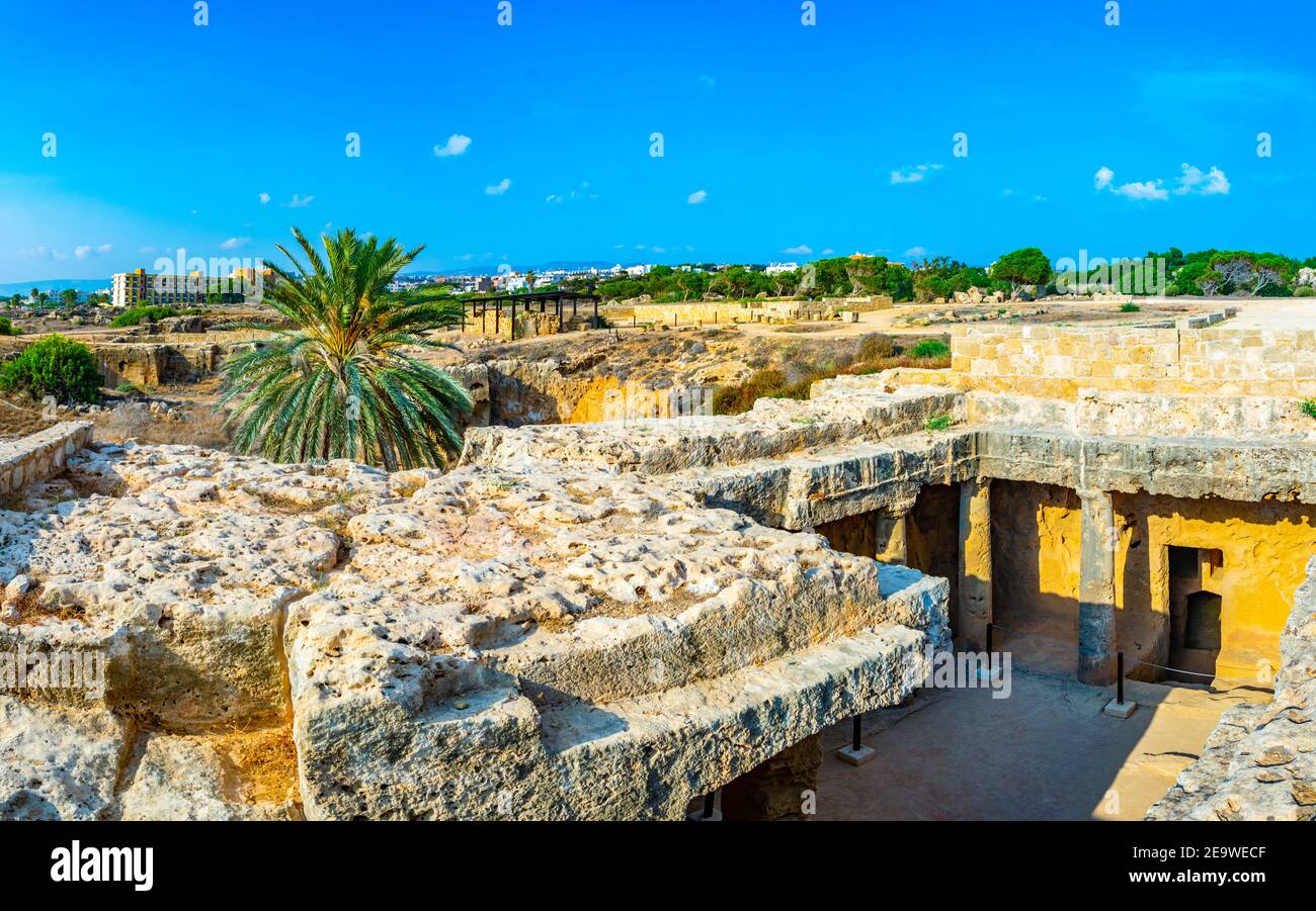 Interior of tombs of the kings necropolis on Paphos, Cyprus Stock Photo ...