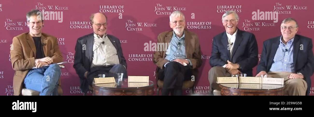 Nathaniel Comfort, Walter Gilbert, Ford Doolittle, Ray Gesteland, George E. Fox laughing at the ...