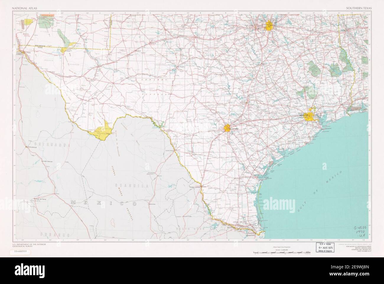 National atlas- Southern Texas Stock Photo - Alamy