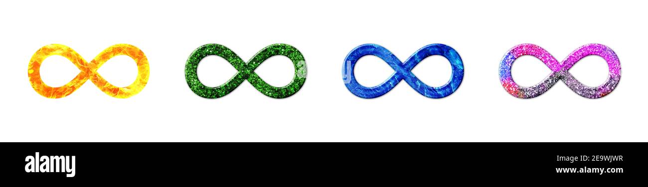 Colorful glitter infinity symbols isolated on white background Stock ...