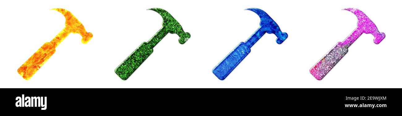 Illustration of colorful glitter hammers isolated on white background ...