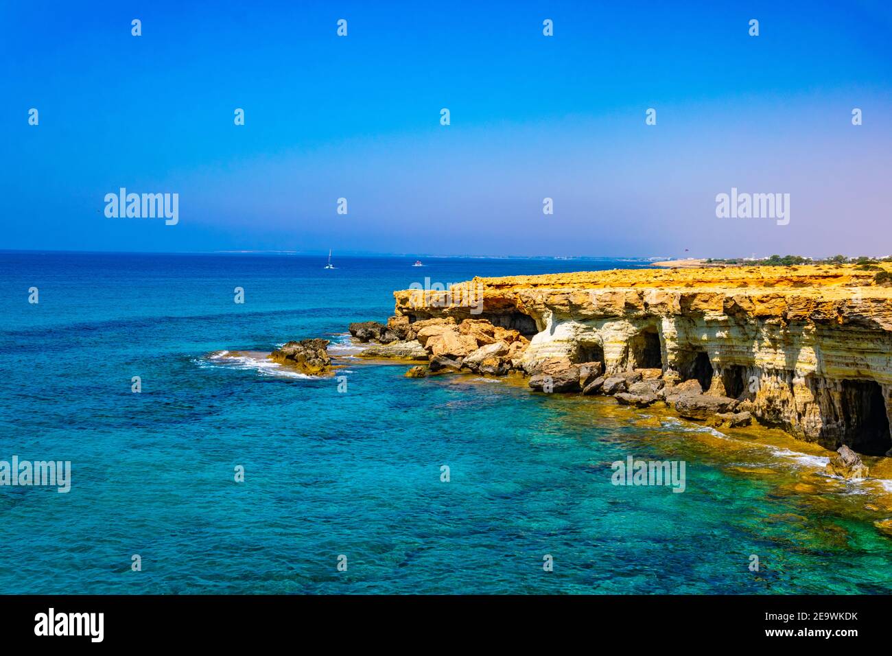 Sea caves at cap greco in the south-eastern cyprus Stock Photo - Alamy