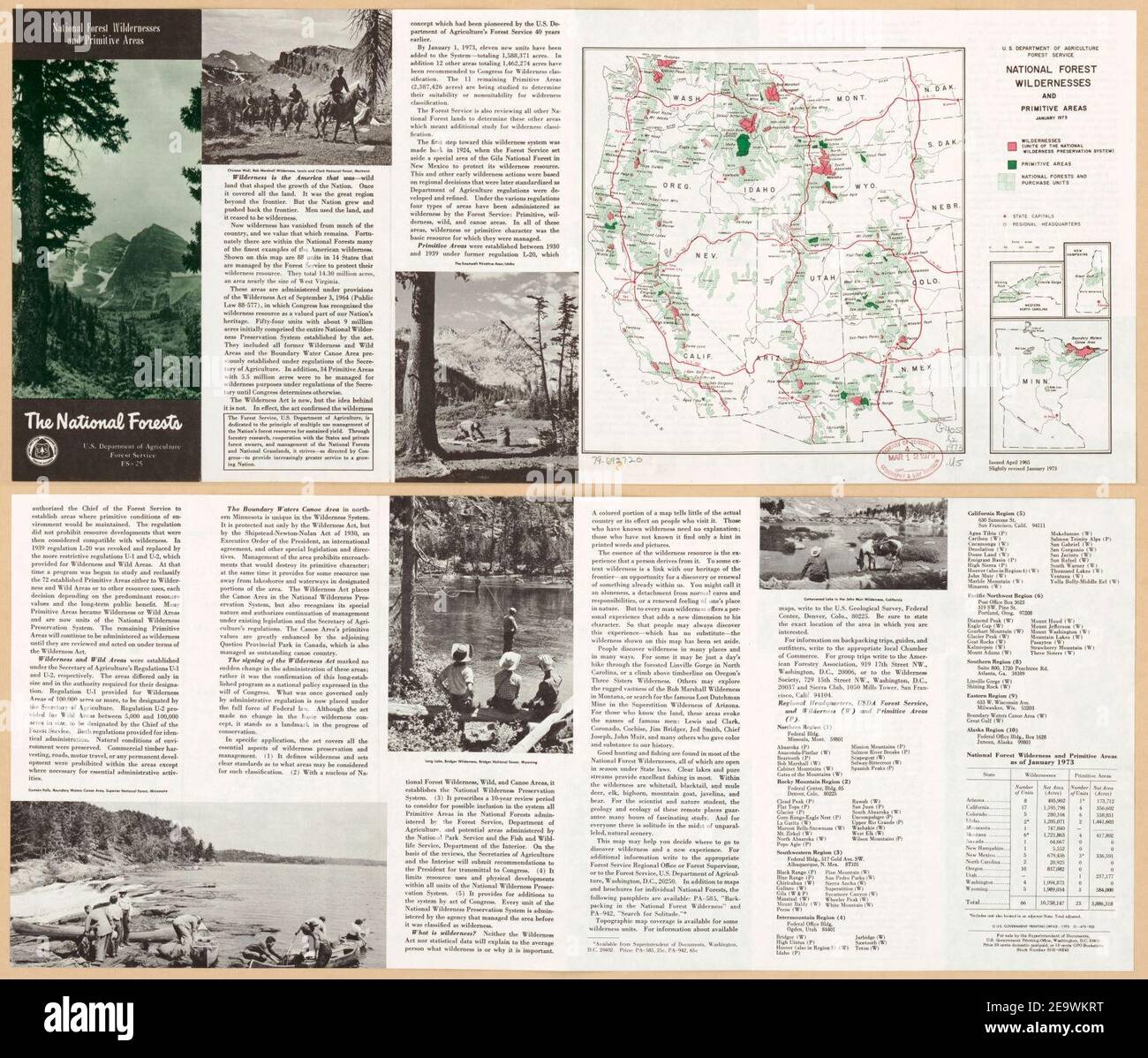 National forest wildernesses and primitive areas, January 1973 Stock ...