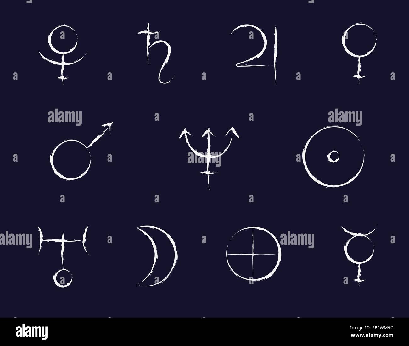 Paint Brush stroked vector planet signs for zodiac Stock Vector Image ...