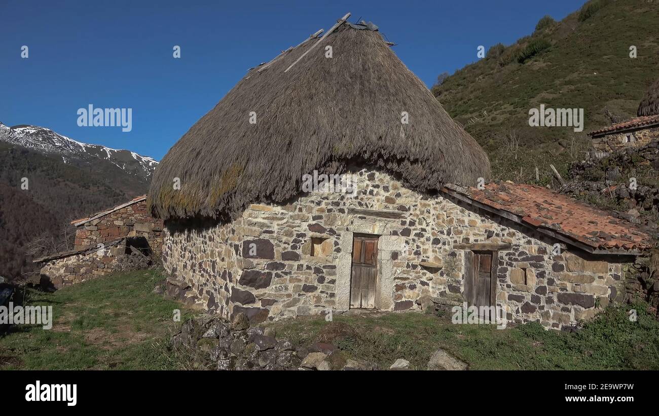 Photograph of a rustic stone country house in a Spanish village ...