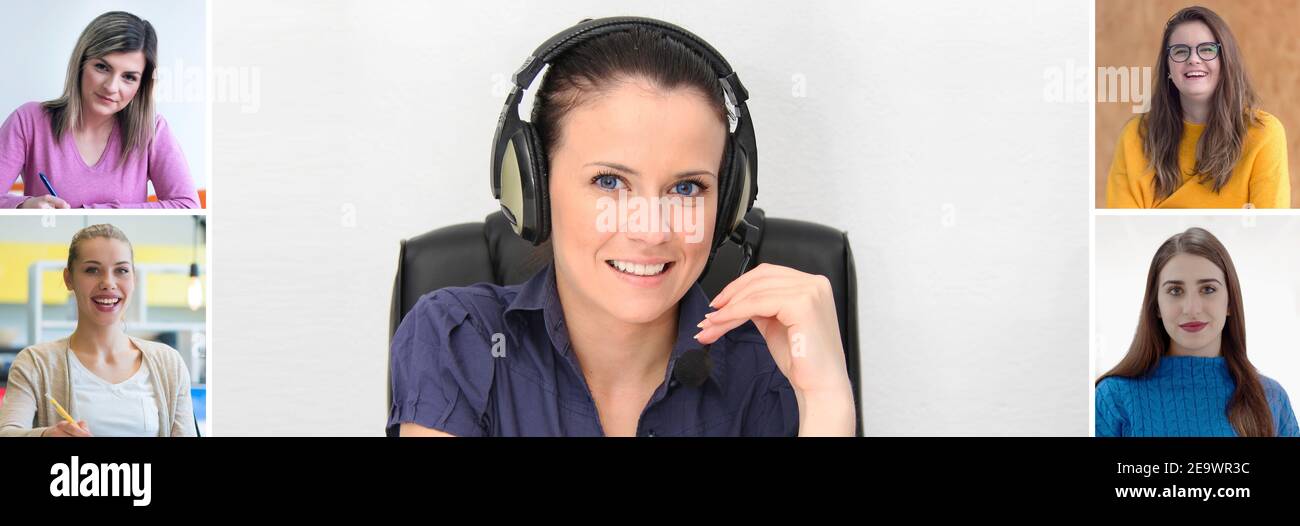 Online remote school class concept. Mixed race college student distance ...