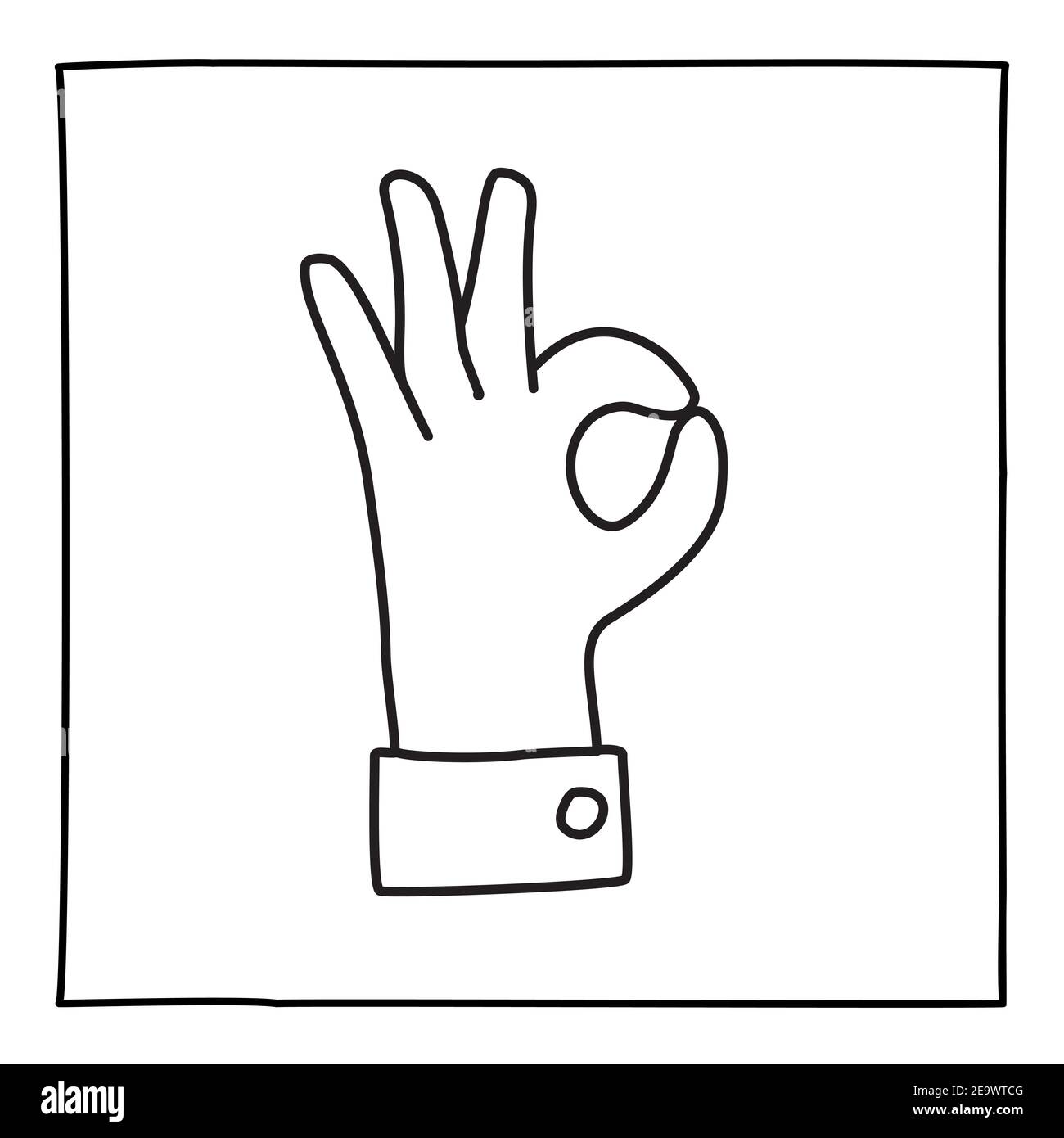 Doodle OK gesture icon or logo, hand drawn with thin black line Stock ...