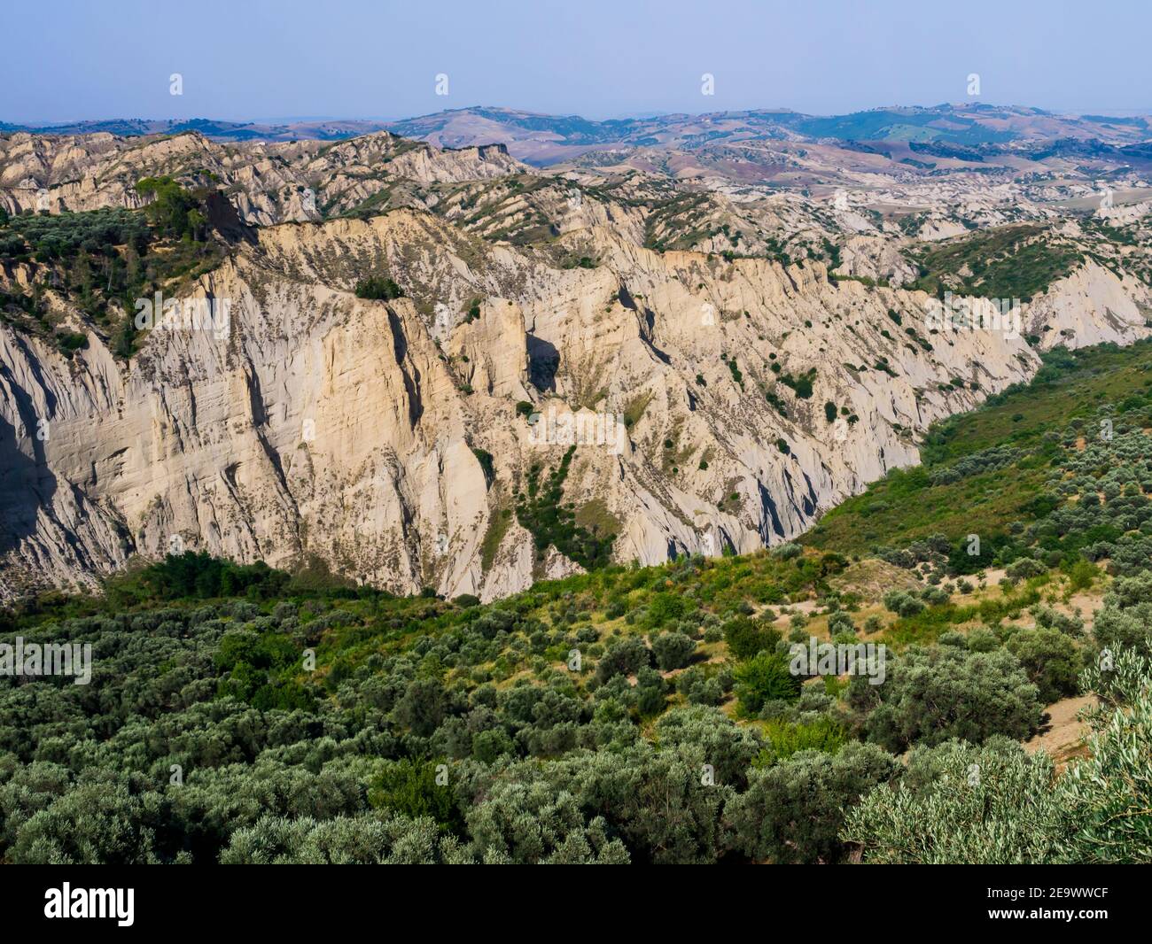 Scenic view of Aliano badlands (calanchi), lunar landscape made of clay ...