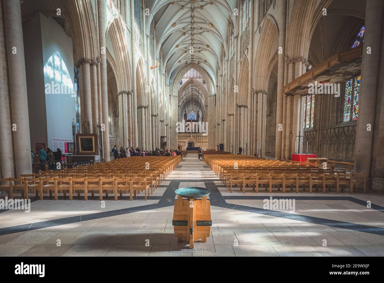 York, England - February 24 2018: The gothic interior of York Minster ...