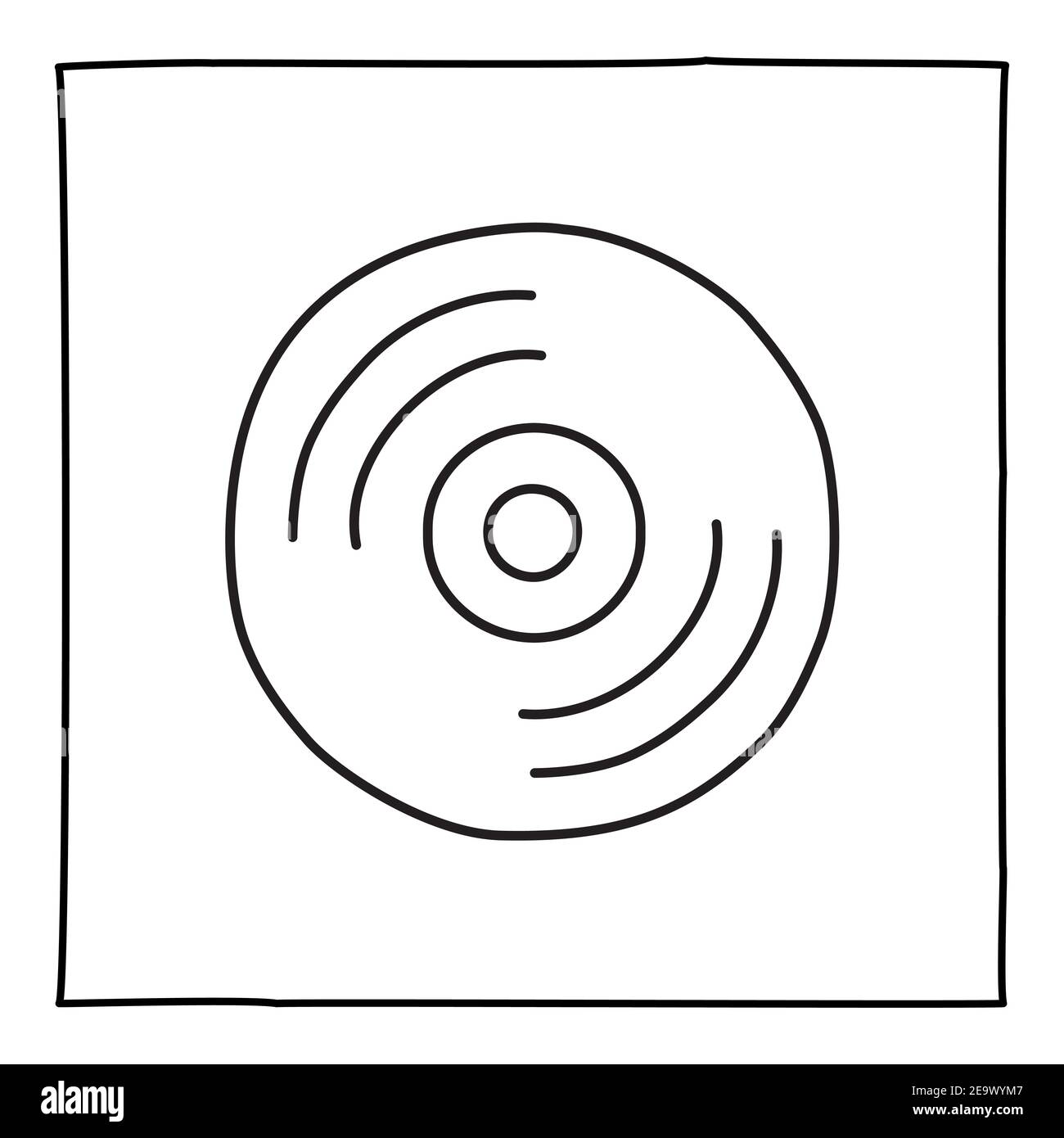 Doodle computer CD disc icon hand drawn with thin black line Stock ...