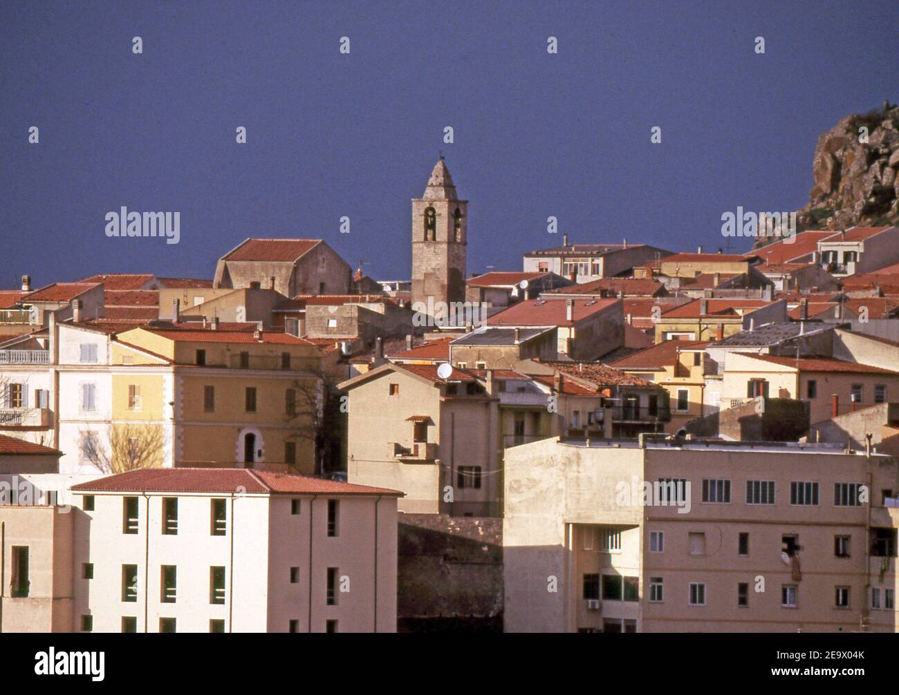 Osilo, medieval village near Sassari, Sardinia, Italy (scanned from ...