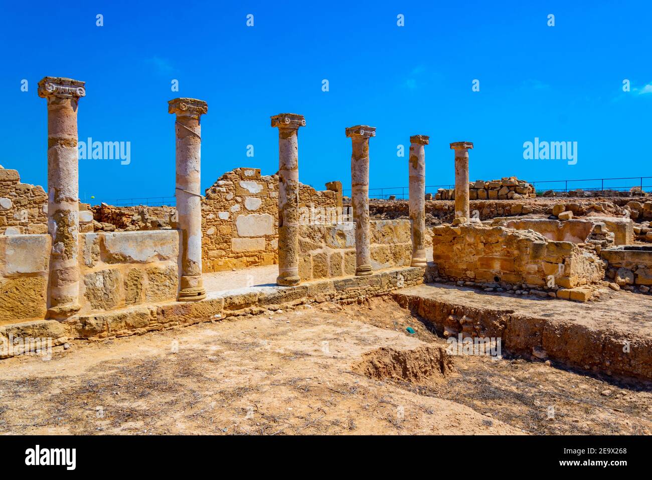 Ruins of Theseus house at Paphos Archaeological Park on Cyprus Stock ...