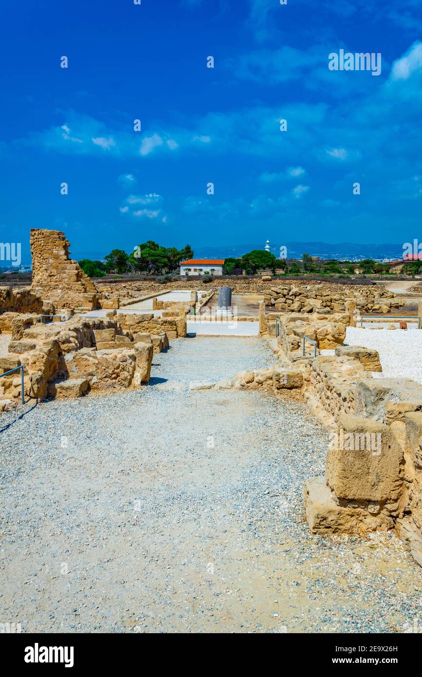 Ruins of Theseus house at Paphos Archaeological Park on Cyprus Stock ...