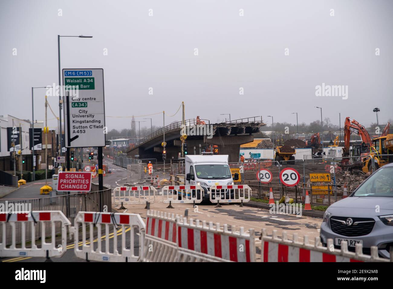 Birmingham, UK. 6th February 2021: Perry Barr Flyover passing by one of ...
