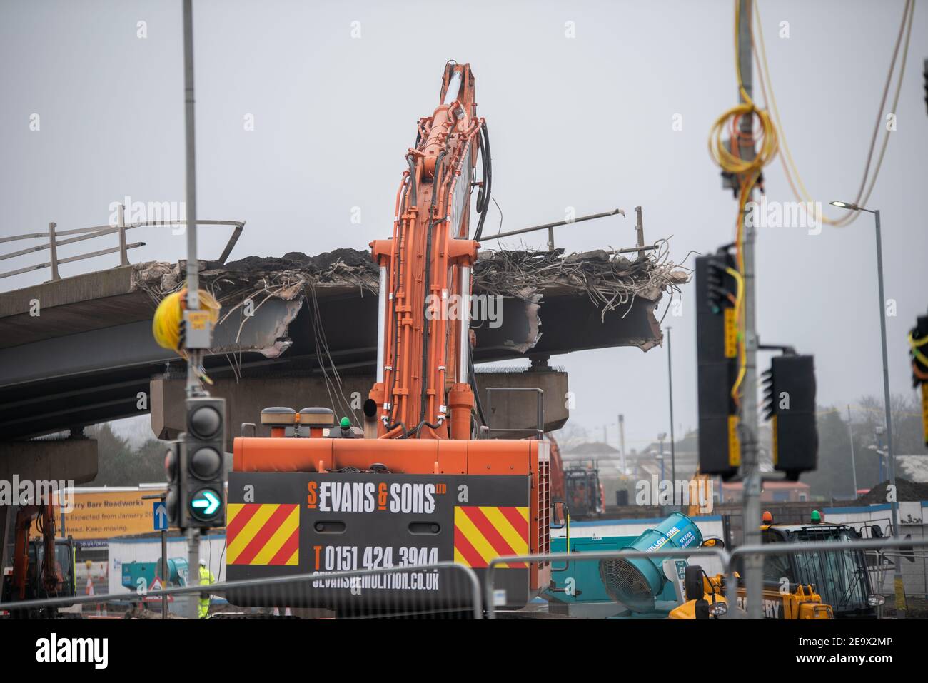 Birmingham, UK. 6th February 2021: Perry Barr Flyover passing by one of ...